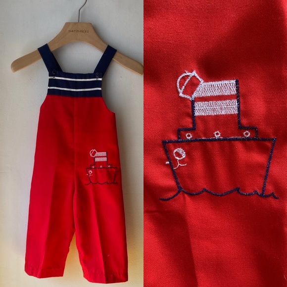 Vintage | Bottoms | Vintage 8s Bryan Overalls Nautical Sailor Jumpsuit ...